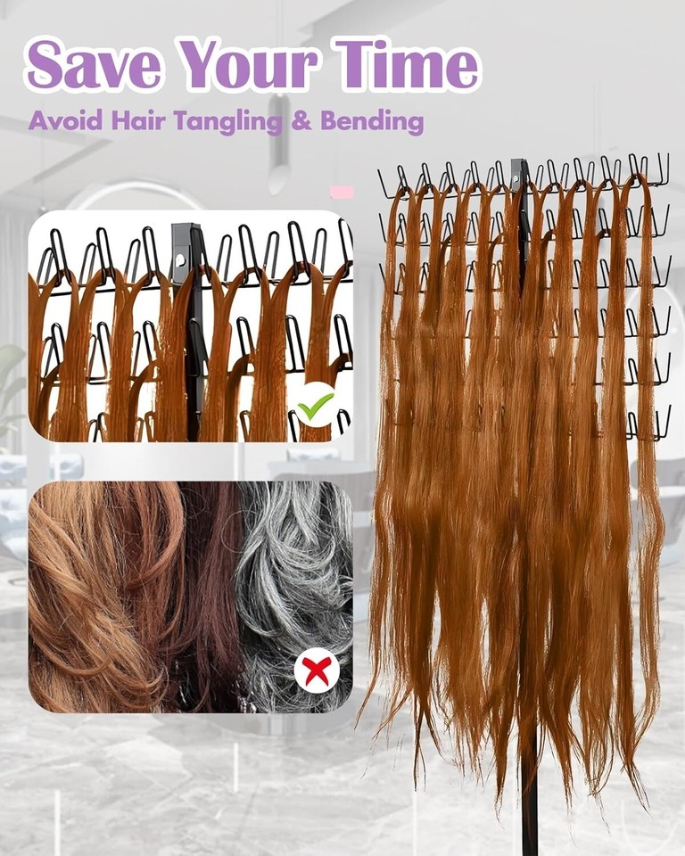 120 Pegs, Height Adjustable 2-side Braiding Rack Stand for Hair, Hair ...