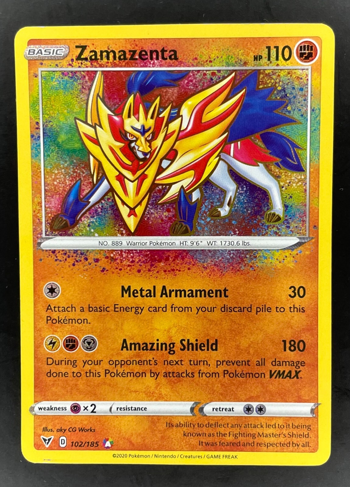 ZAMAZENTA - 102/185 AMAZING RARE Pokemon Card SWSH04 VIVID VOLTAGE ...