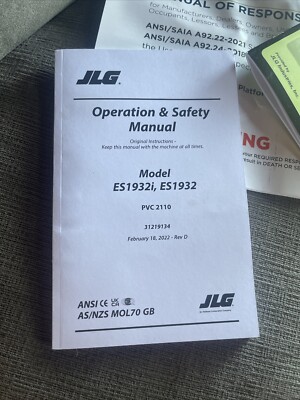 JLG ES1932i ES1932 Scissor Lift PVC 2110 Safety User Operator Manual | eBay