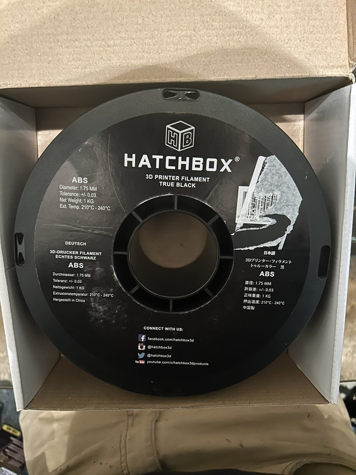 HATCHBOX ABS 1.75 mm 3D Printer Filament True Black, 1kg Spool NEW | eBay