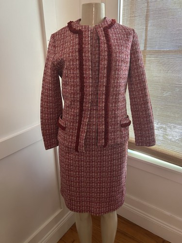 Vtg 60s Women’s Red Plaid Suit Jacket Skirt Top Sz Small Joe Frank ...
