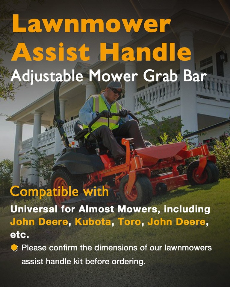 Adjustable Lawn Mower Assist Handle Grab Bar Kit Fit Almost Zero Turn ...