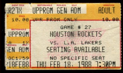 Ticket Basketball Houston Rockets 2007 1/10 Los Angeles Lakers Kobe ...