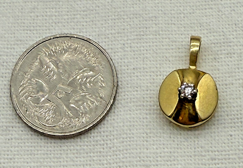 14k 585 Yellow Gold Diamond Vintage Modernist Pendant Stamped 585 ...