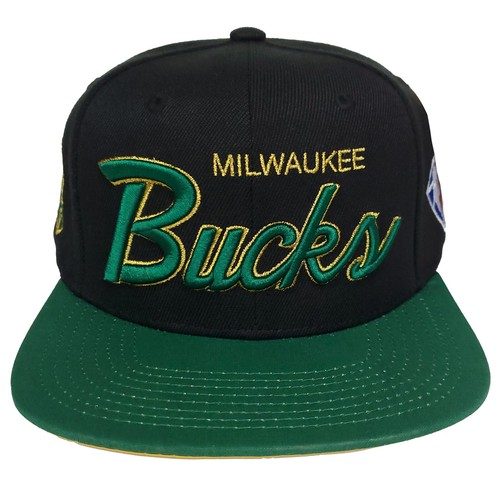 Milwaukee Bucks Mitchell & Ness NBA Snapback Hat Cap 3D Script Logo ...