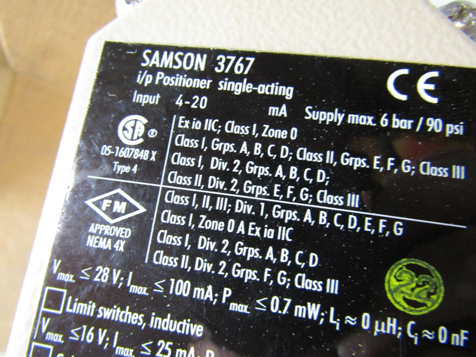 Samson 3767 Electropneumatic Positioner 30001110110000.06 | eBay