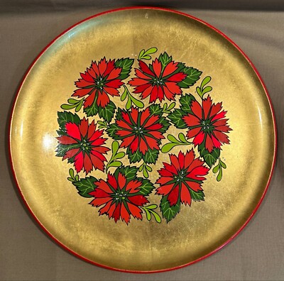 Gorgeous Vintage LORRIE DESIGN Christmas Holiday Gold Lacquer Tray ...