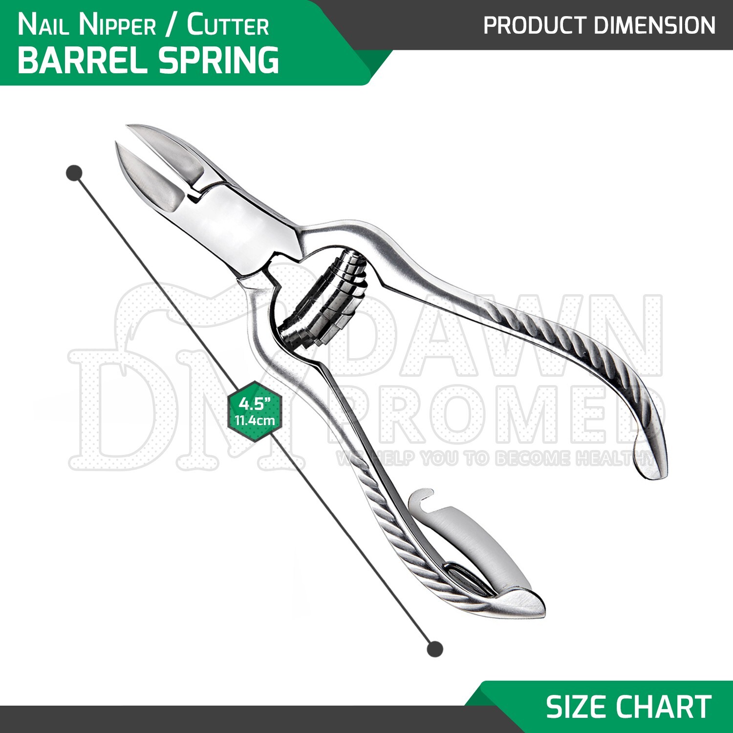 Toe Nail Cutter Barrel Spring 4.5" Ingrown Nail Nipper Clipper Locking ...