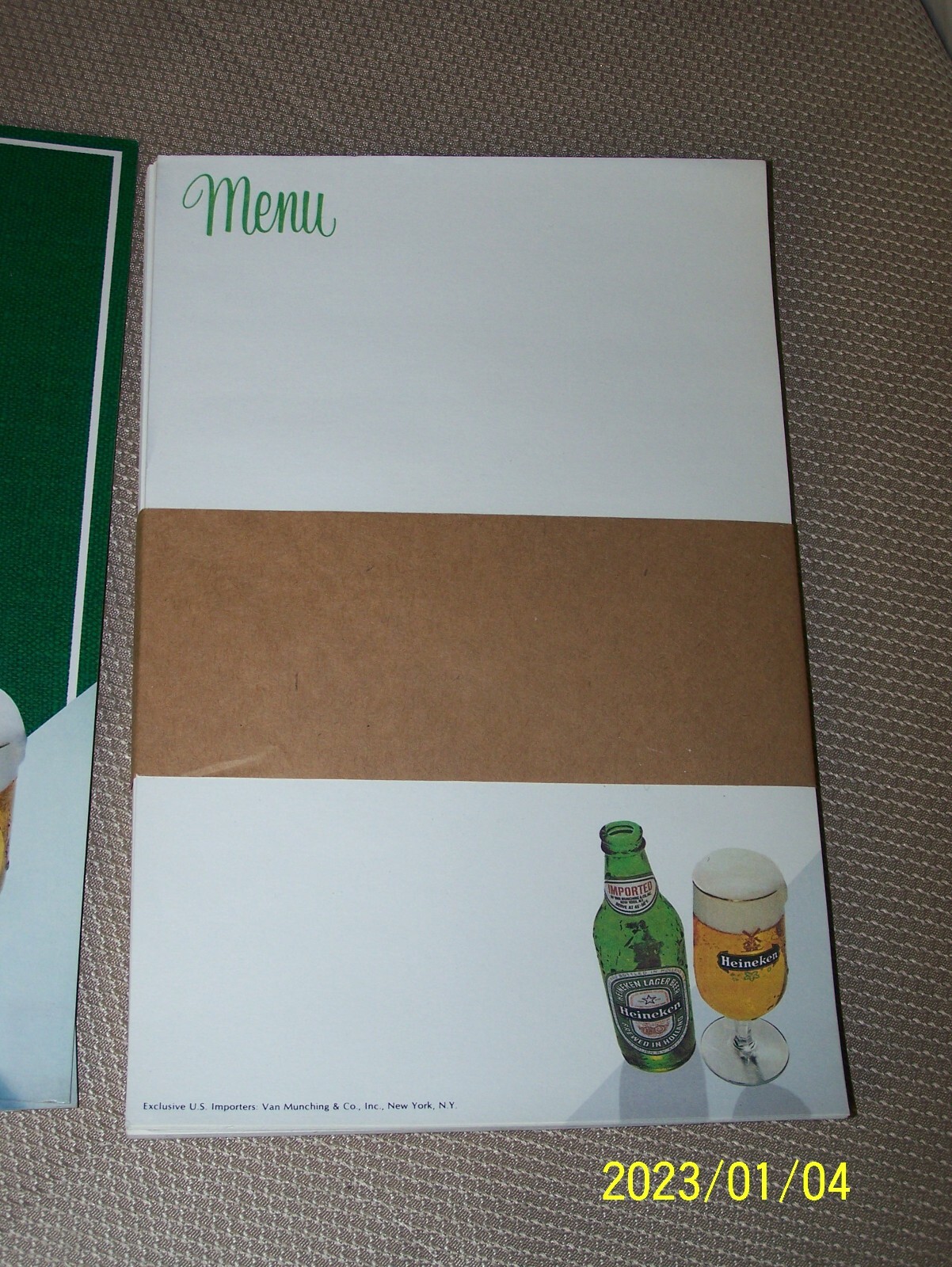 LOT OF 29 VINTAGE HEINEKEN MENU'S + INSERTS AND CARDS ~ VAN MUNCHING ...