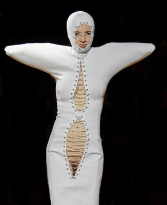 PU LEATHER WHITE BONDAGE STRAIGHT JACKET FETISH FEST BDSM LONG STRAIT ...