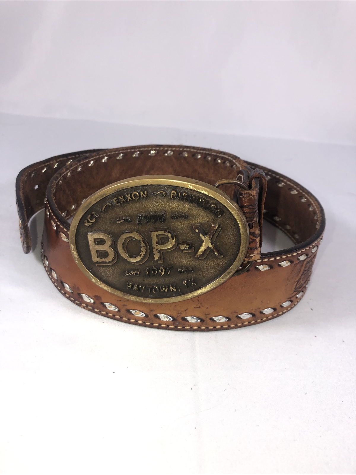 KCI Exxon Birwelco BOP-X 1996-1997 Solid Brass Belt Buckle W/Belt Made ...