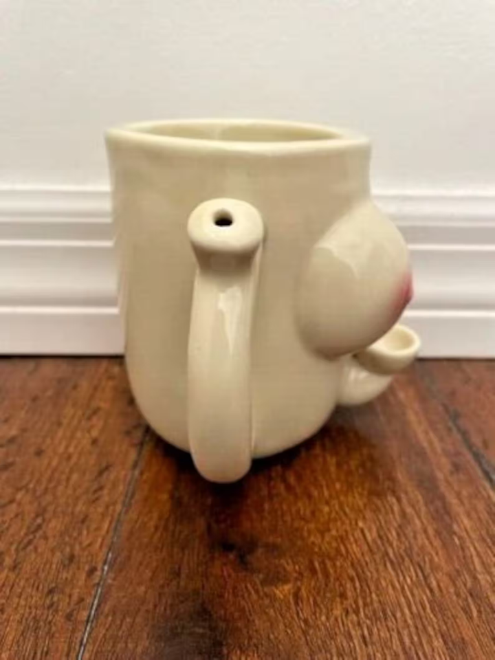 Pipe Mug Coffee Cup Pipe Bowl Ceramic 10oz Mug Wake and Bake Boobs ...