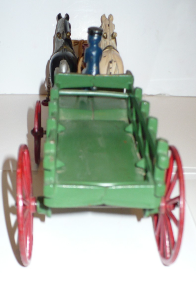 Antique Kenton Cast Iron 14 1/2" Farmers Horse Drawn Dray Wagon ...
