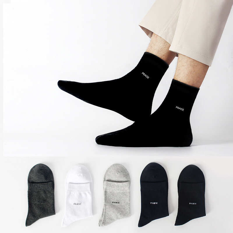 5Pairs of men's spring sweat-wicking odor-proof athletic socks pure ...