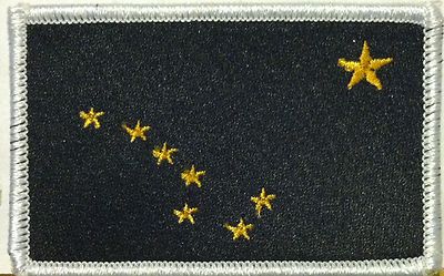 ALASKA STATE Flag Patch with Hook Adhesive fastener BLACK & GOLD WHITE ...