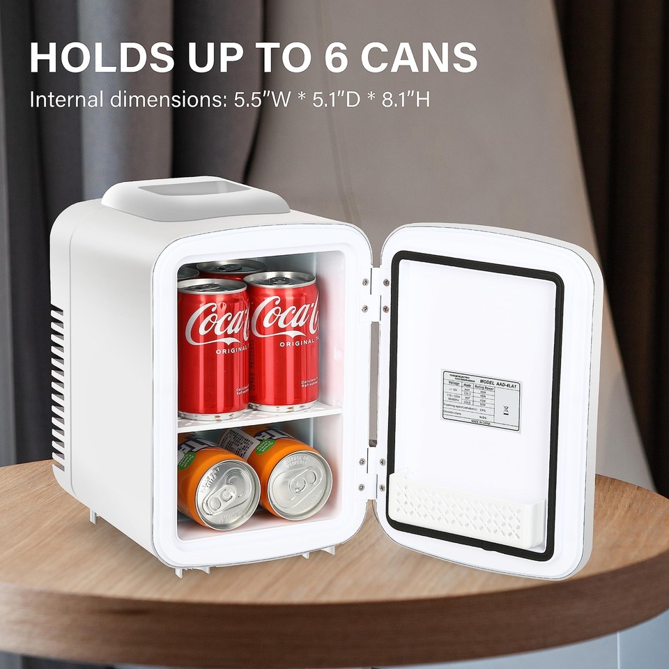 4L Mini Fridge 6 Can Portable Cooler & Warmer Compact Refrigerators | eBay