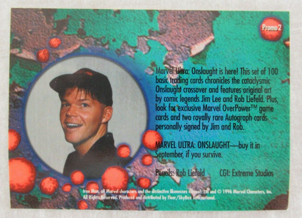 Marvel Ultra Onslaught Iron Man Trading Card Promo 2 Fleer 1996 Rob ...