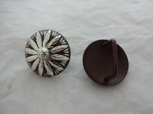 Pair Daisy Conchos Bridle Loop Backs Br Iron Silver Overlay Hansen ...