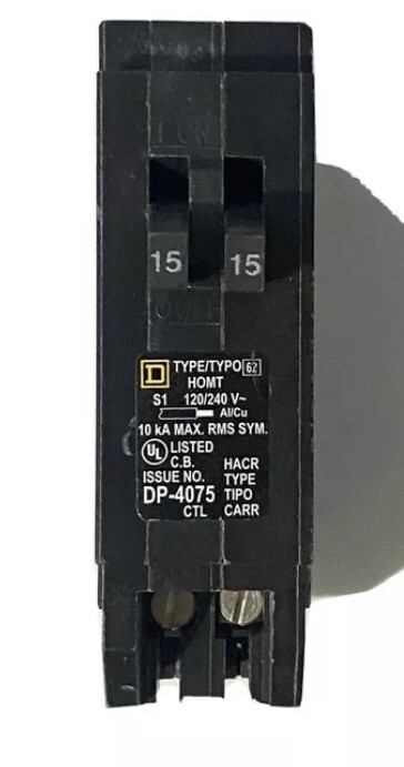 Square D Homeline 15 amp Twin 1 Pole Tandem Circuit Breaker HOMT1515 15 ...