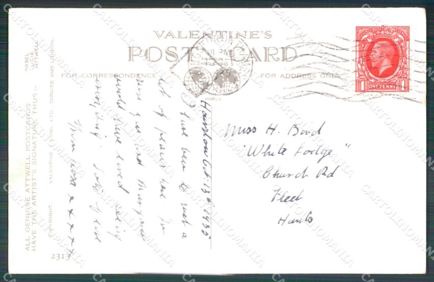 Mabel Lucie Attwell Valentine serie 2313 cartolina vintage postcard ...