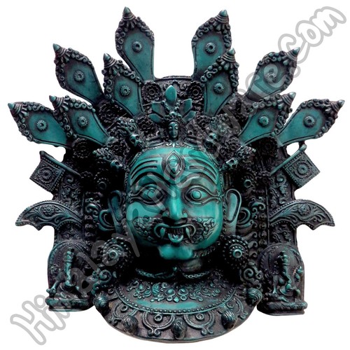 Resin Bhairava Mask: black red gold Bhairav Bhairab Kala Mahakala Shiva ...