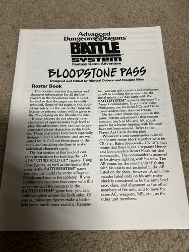 AD&D H1 Battlesystem Bloodstone Pass Compelte Rare 1985 ORIGINAL Not A ...