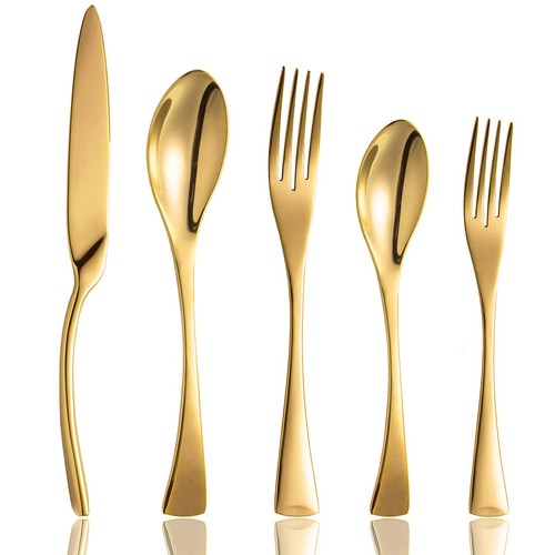 20 Piece Gold Flatware Silverware Cutlery Sets, unique modern look ...