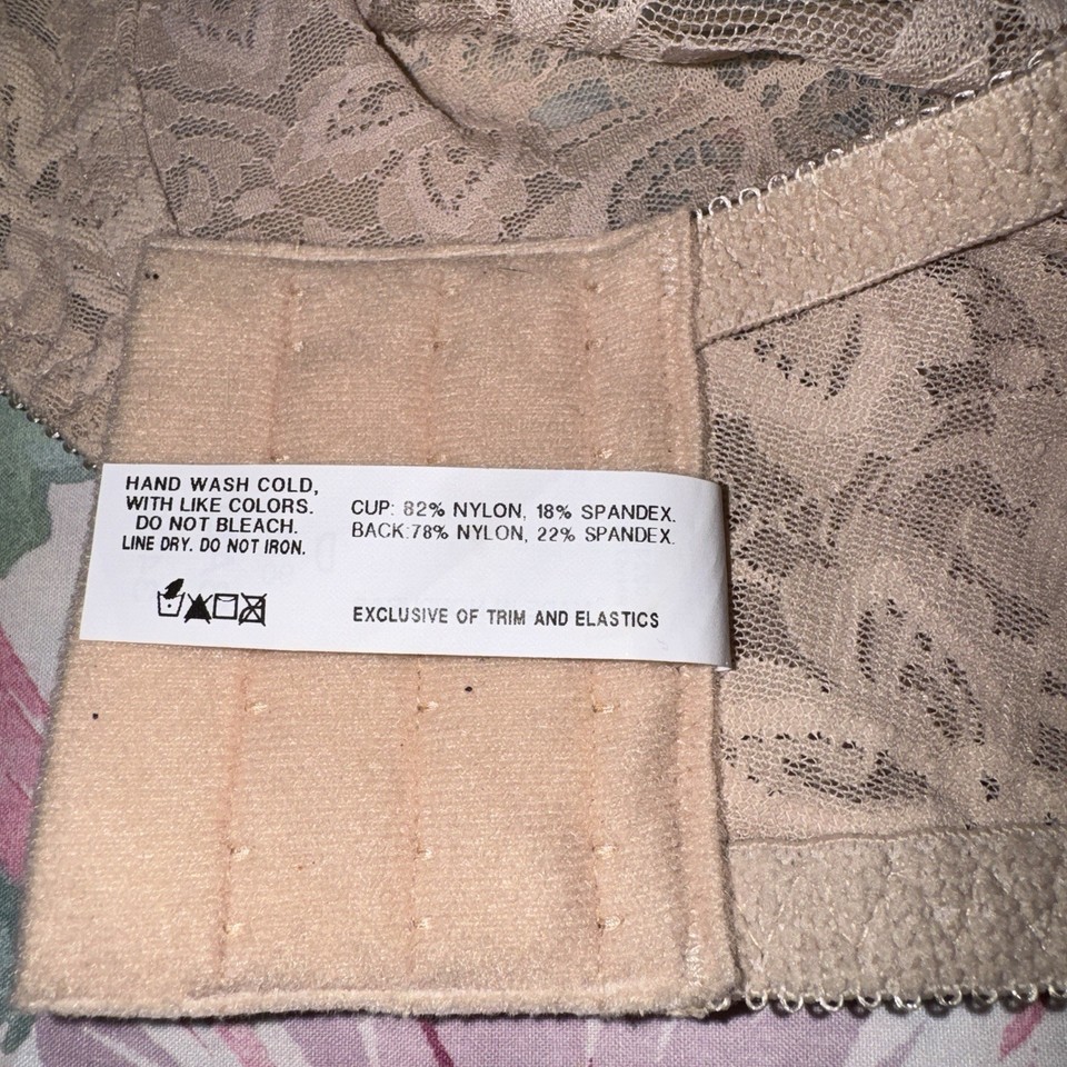 NEW 40D BALI Lace 'N Smooth All-Stretch Lace UW Fuller Figure BEIGE Bra ...