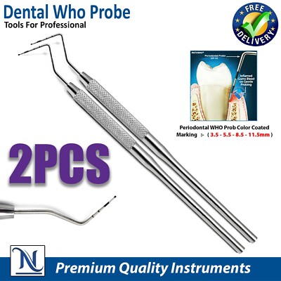 WHO Periodontal Probes COLOR CODED Marking Perio Tooth Depth Measuring ...