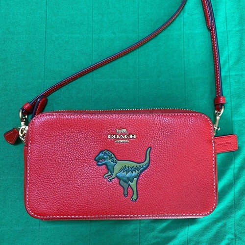 COACH Rexy Kira Crossbody CF833 Red Pebbled Leather Dinosaur EUC | eBay ...