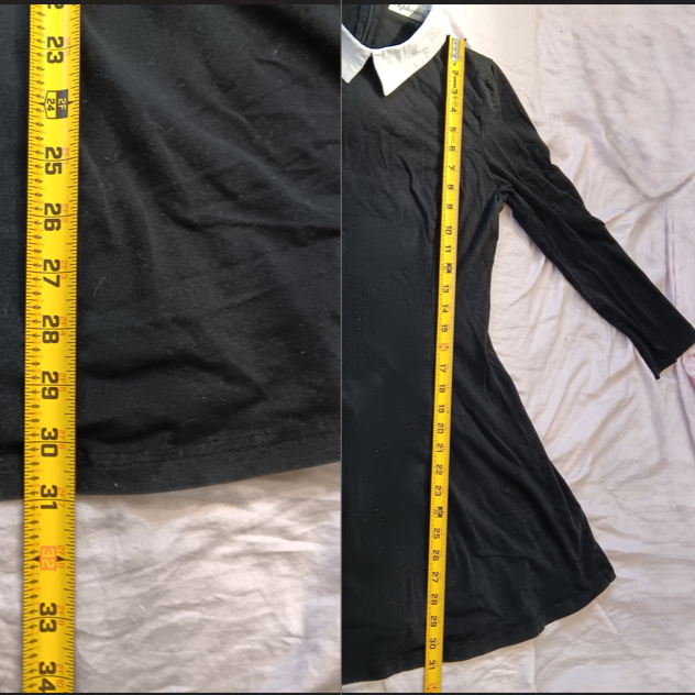 Goth Wednesday Addams Dress Sz Large Outfit Lot Ankh Necklace Ring ...