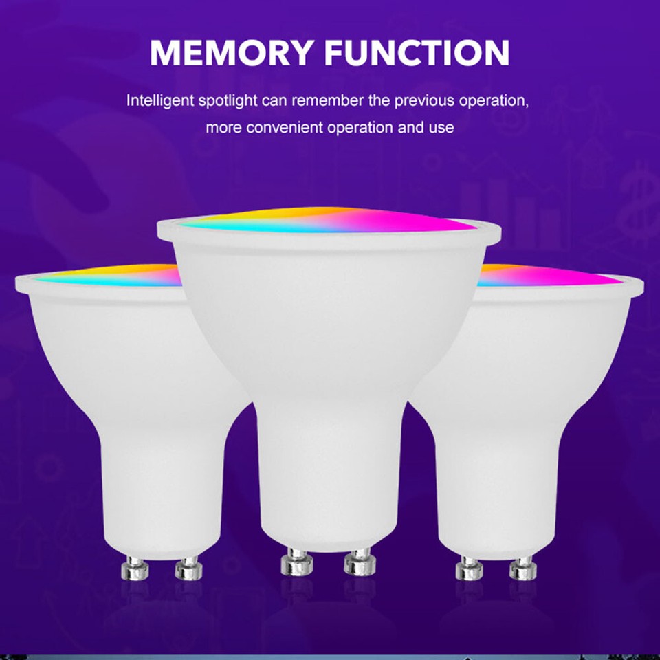 GU10 Smart Bulbs LED Light Lamp Dimmable Voice For App Alexa Google ...