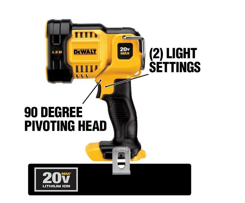 DEWALT DCL043 20V MAX Jobsite LED Spotlight - Yellow (Body Only) - HOT ...