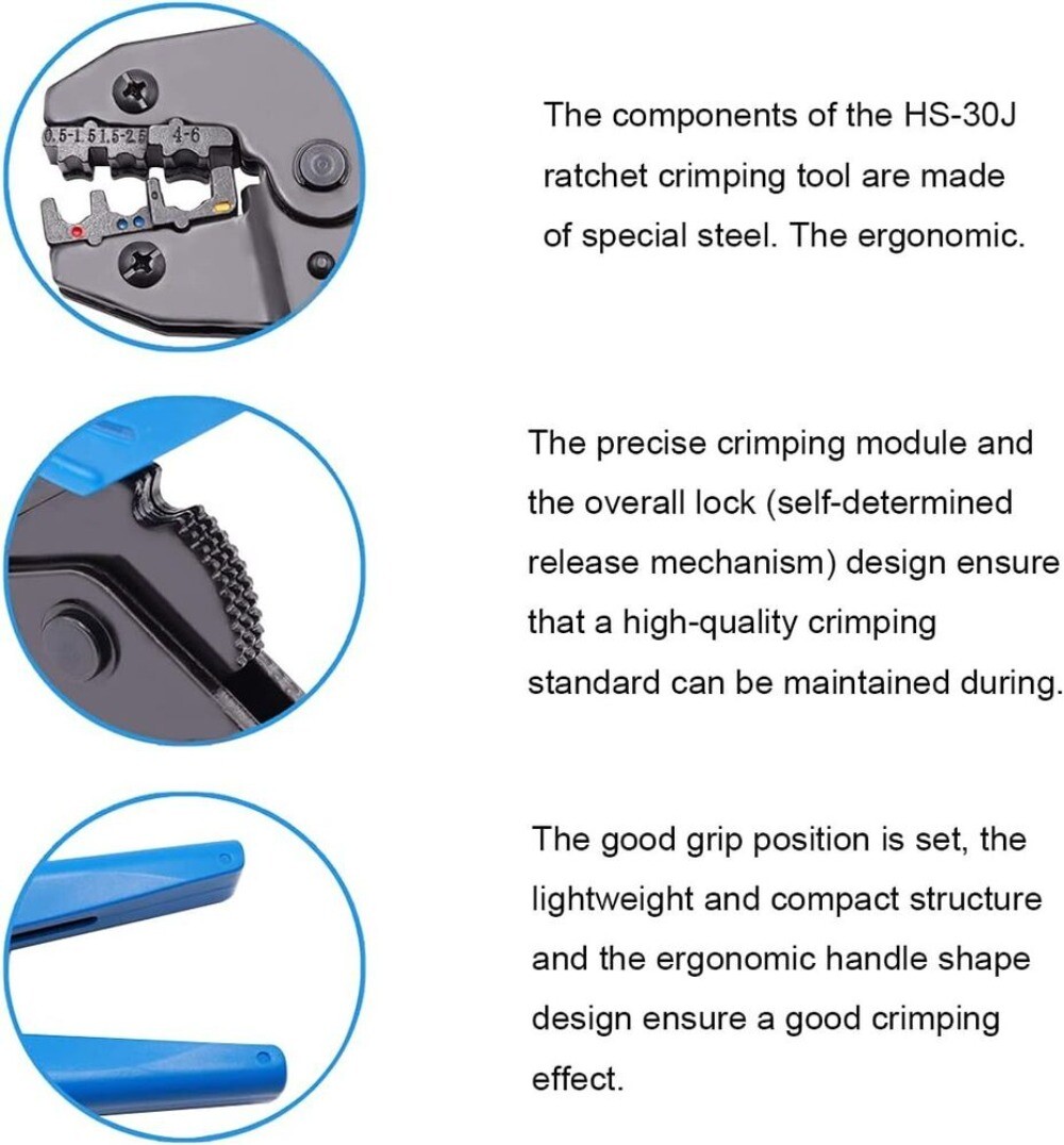 HS-30J 0.5-6mm Assorted Insulated Wire Crimping Plier Terminal Crimp ...