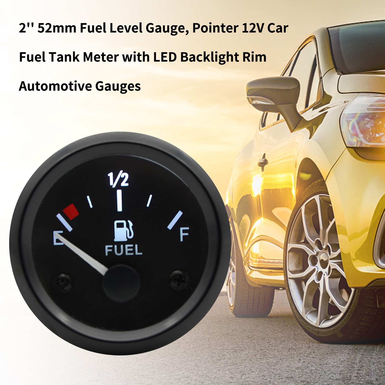 2" 52mm Universal Fuel Gauge Level Meter with E-1/2-F Pointer F5D9 | eBay