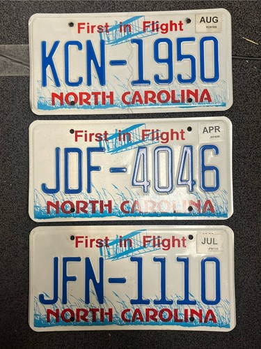 North Carolina Expired License Plates Tags First In Flight NC (3 tags ...