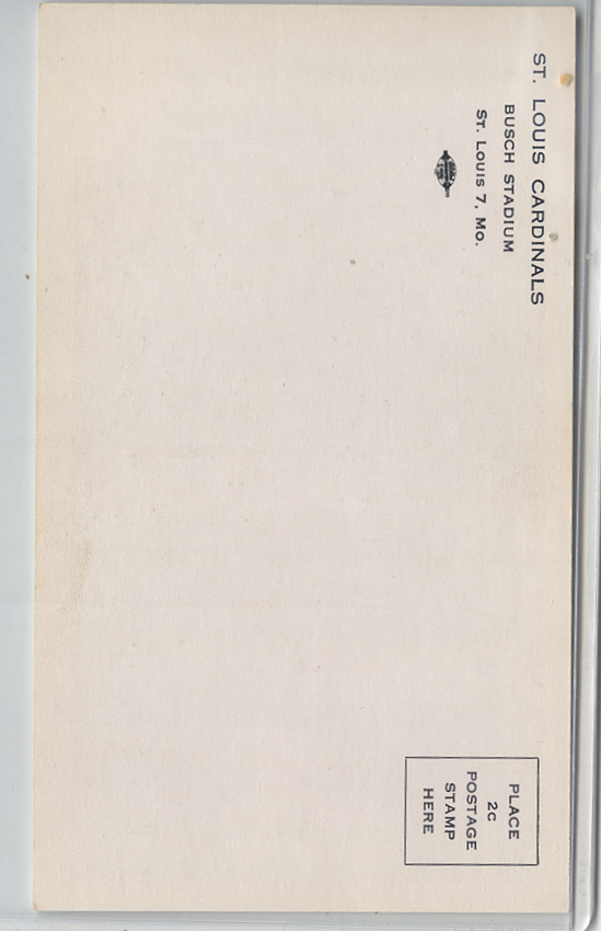 1956 St. Louis Cardinals SCARCE Team Issue Postcard Hank Sauer ...