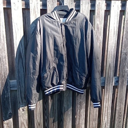 Vintage Nylon Satin Snap Button Jacket L blue | eBay