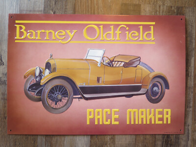 1990s Repro sign Barney Oldfield Pace Maker car embossed metal | eBay