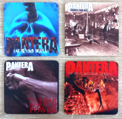 Pantera Album Cover Wooden Cork Backed Coasters Man Cave Barware Metal ...