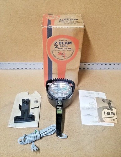 VINTAGE ACME-LITE Z-BEAM MODEL 66 MOV-E-LITE TWIN FILAMENT W/ ORIGINAL ...