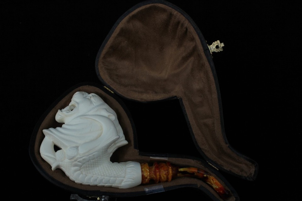 TIGER IN CLAW Block Meerschaum Smoking Tobacco Pipe Pipa Pfeife + CASE ...