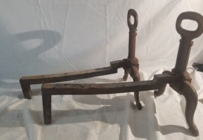 Vintage Iron Keyhole Style Cast Iron Andirons | eBay