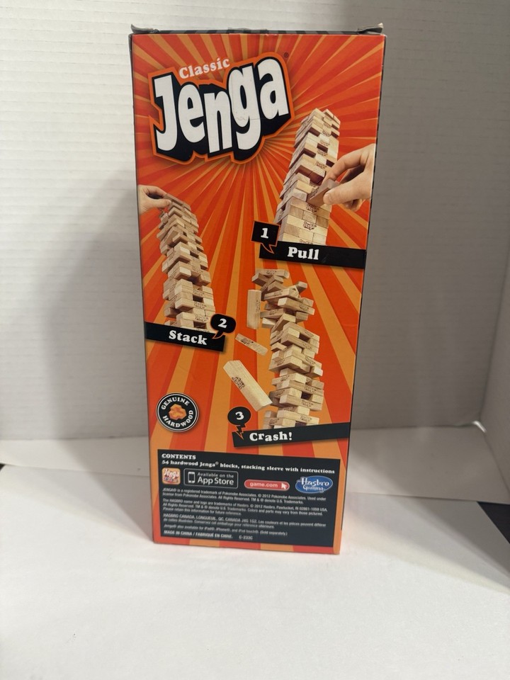 Hasbro Gaming Jenga Classic Game with Genuine 54 Hardwood Blocks ...