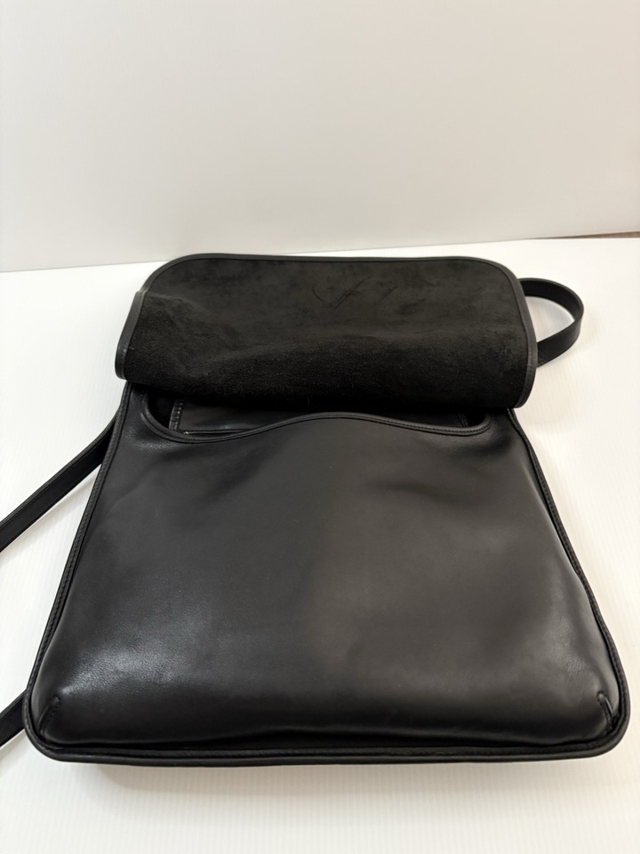 Vintage Coach Legacy 9134 Black Leather Slim Flap Saddle Bag Crossbody ...