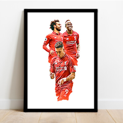 LIVERPOOL - SALAH, MANE & FIRMINO FRAMED ILLUSTRATION ART PRINT POSTER ...