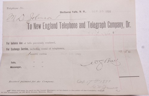 1899 Lamson Goodnow NE Telephone Telegraph Local Sept 30 1899 Ephemera ...
