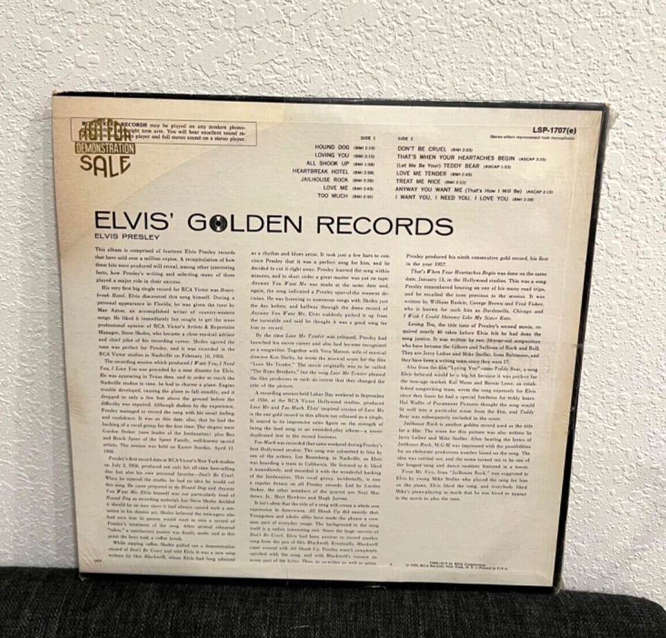 RARE SEALED ELVIS PRESLEY LP Elvis Golden Records RCA Victor LSP-1707(e ...