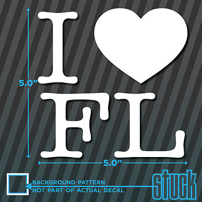 I Heart (love) FL - vinyl decal sticker bumper Florida window state ...