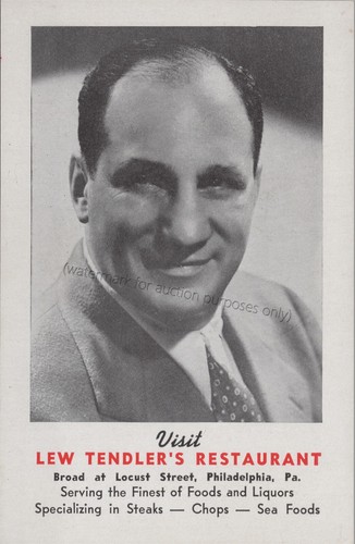Philadelphia, PA: Lew Tendler's Restaurant - Vtg Pennsylvania Postcard ...